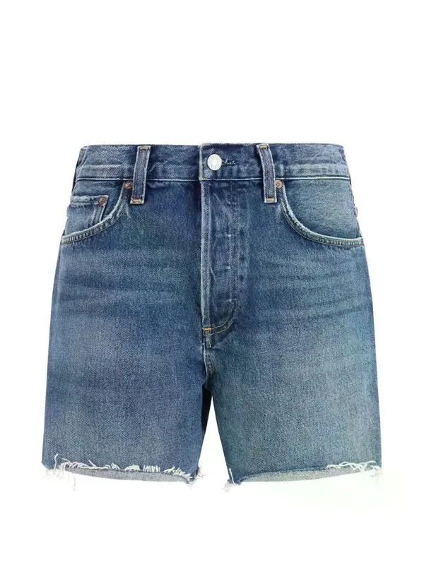AGOLDE Frayed Denim Shorts - Blue