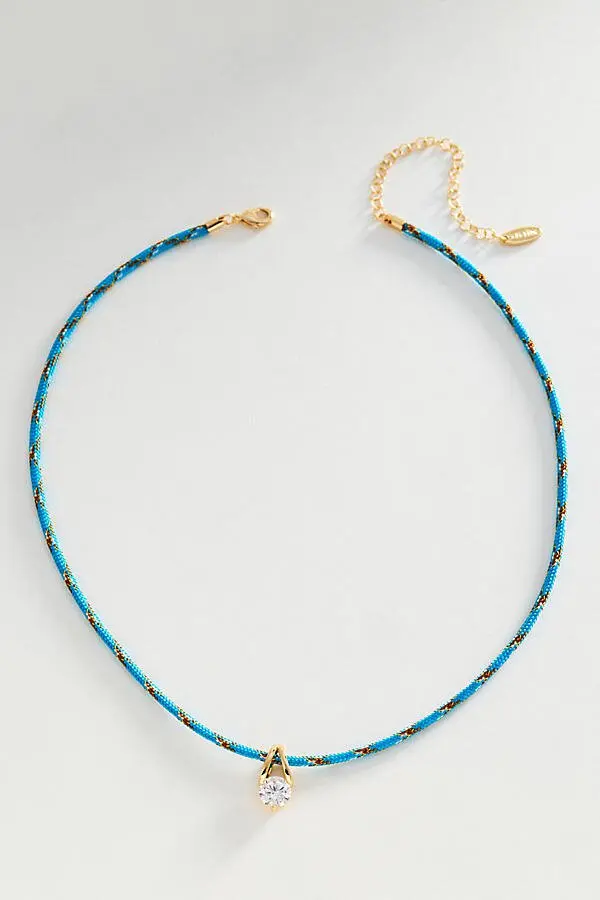 Anthropologie Color Cord Necklace - Turquoise