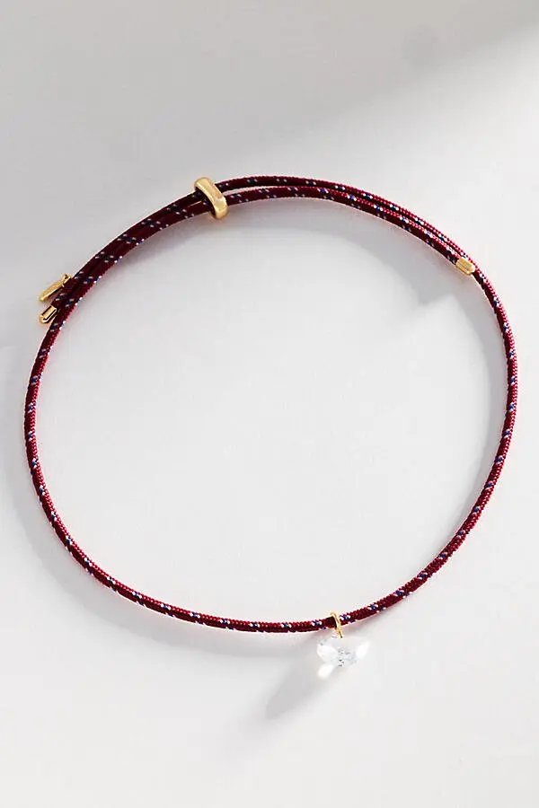 Anthropologie Adjustable Corded Crystal Pendant Necklace - Red