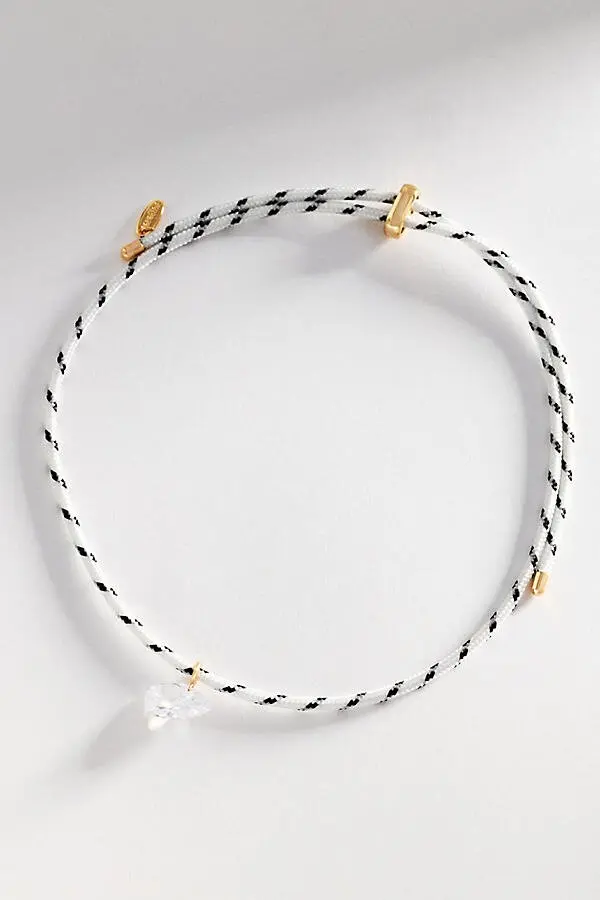 Anthropologie Adjustable Corded Crystal Pendant Necklace - White