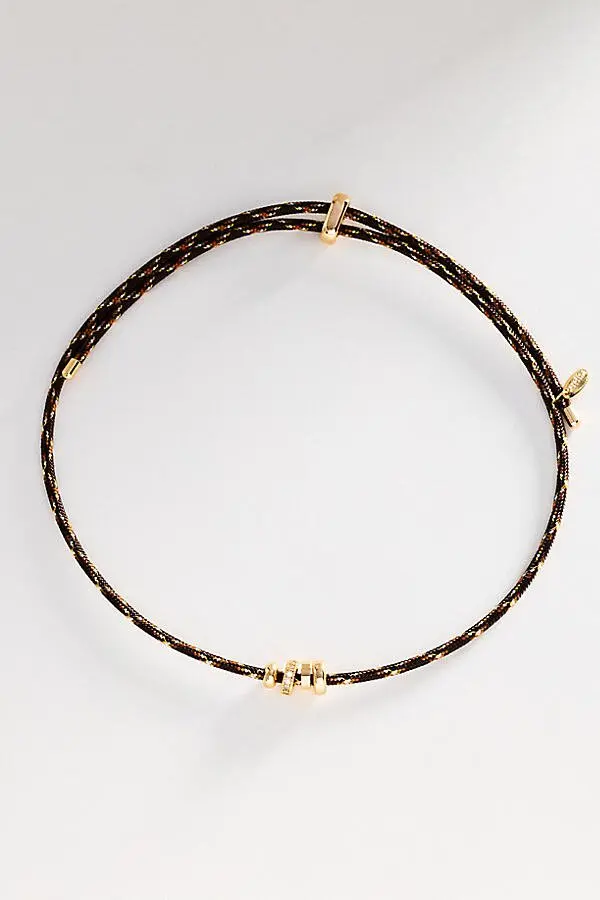 Anthropologie Corded Magnetic Crystal Beaded Necklace - Brown