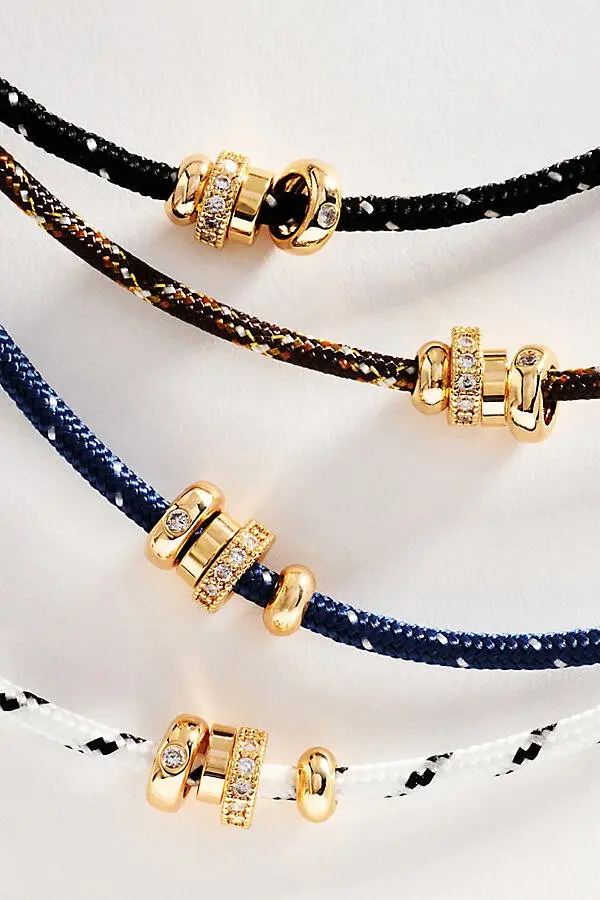 Anthropologie Corded Magnetic Crystal Beaded Necklace - Brown