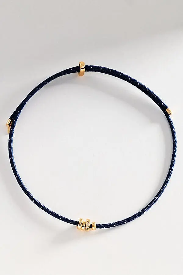 Anthropologie Corded Magnetic Crystal Beaded Necklace - Navy