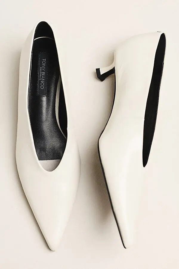 TONY BIANCO Pointed Toe Kitten Heel Pumps - Dove
