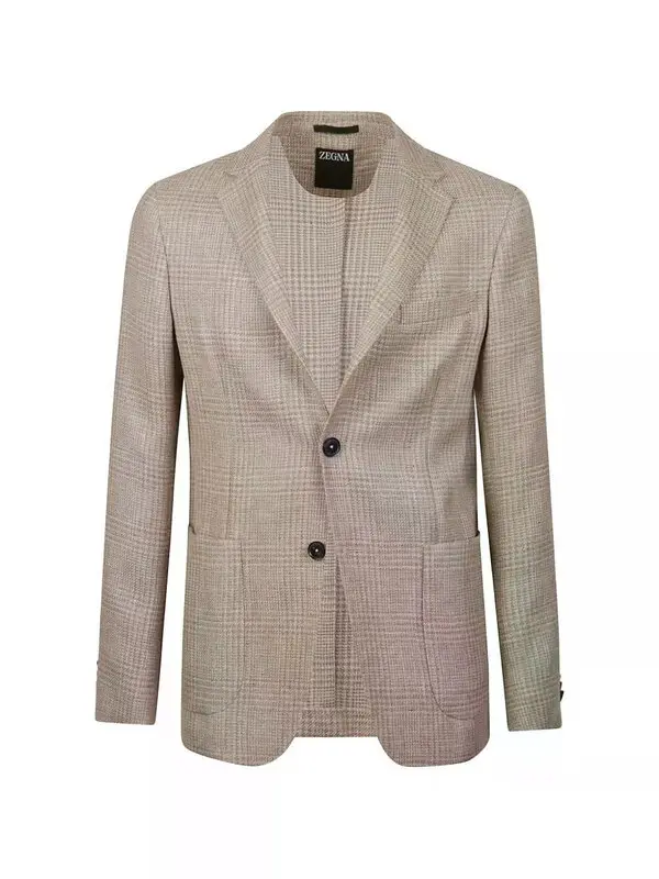 Zegna Check Wool Jacket - Neutrals