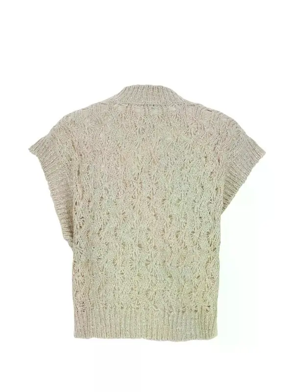 Brunello Cucinelli Sequin Embellished V-neck Vest - Neutrals
