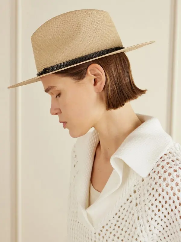 Brunello Cucinelli Embellished Ribbon-trimmed Fedora - Neutrals