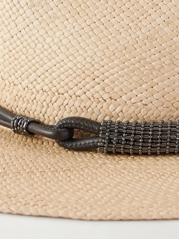 Brunello Cucinelli Embellished Ribbon-trimmed Fedora - Neutrals