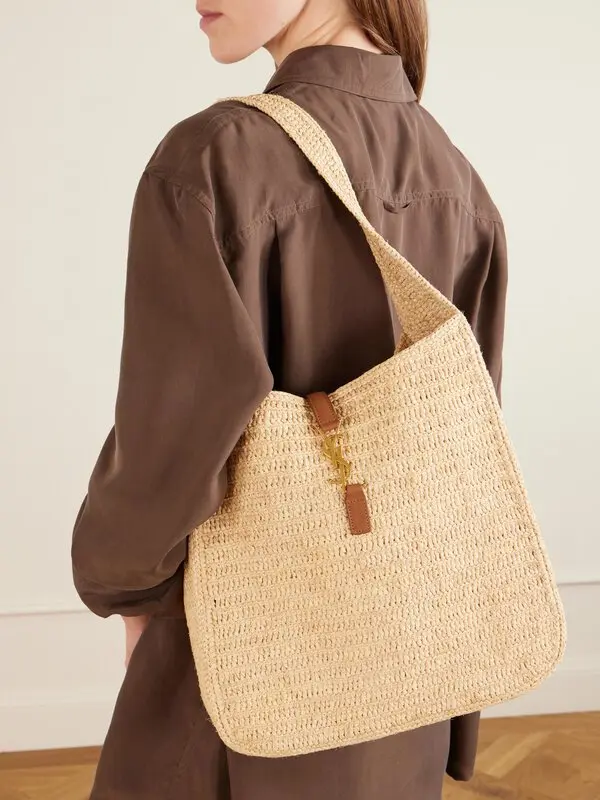 Saint Laurent Le 5 À 7 Raffia Shoulder Bag - Brown