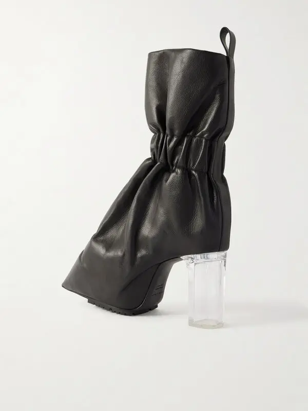 Rick Owens Taquito Gathered Leather Ankle Boots