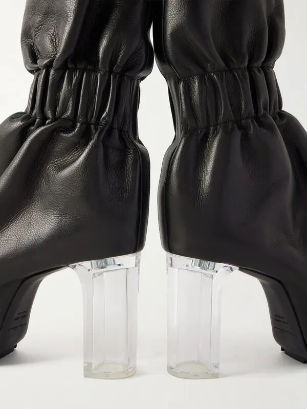 Rick Owens Taquito Gathered Leather Ankle Boots