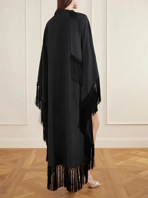 TALLER MARMO Cecil Fringed Crepe Kaftan - Black