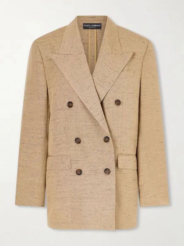 Dolce & Gabbana Double-breasted Oversized Woven Blazer - Neutrals