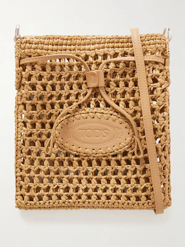 TOD'S Ebl Mini Woven Raffia Bucket Bag - Brown