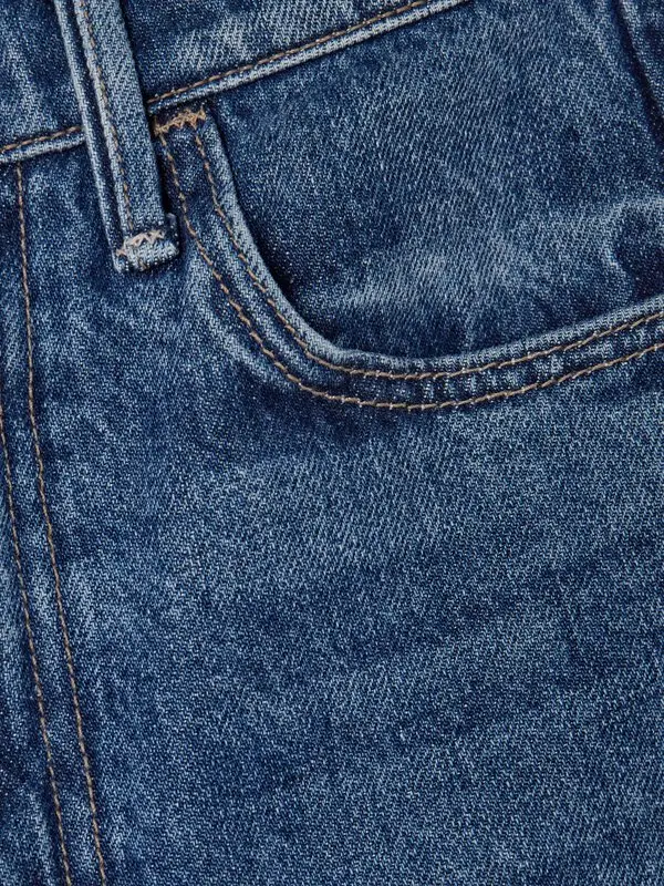 MOTHER The Half Pipe Bermuda Frayed Denim Shorts - Blue