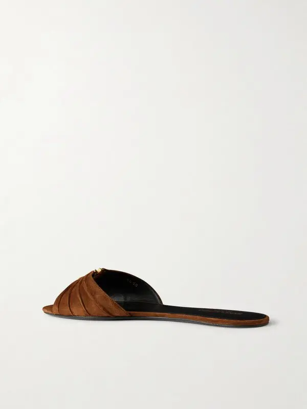 Saint Laurent Babylon Suede Sandals - Metallic