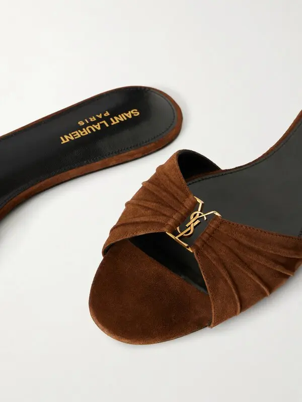 Saint Laurent Babylon Suede Sandals - Metallic