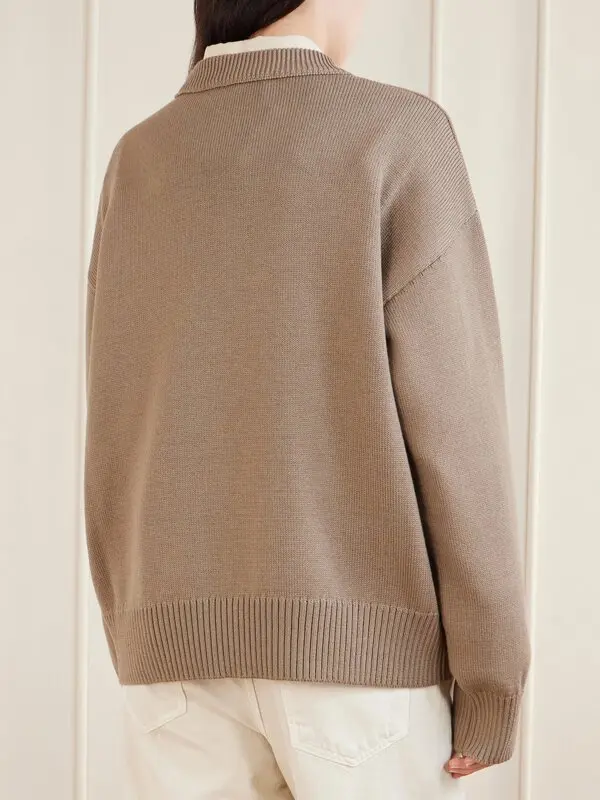 AMI Paris Intarsia Wool And Cotton-blend Sweater