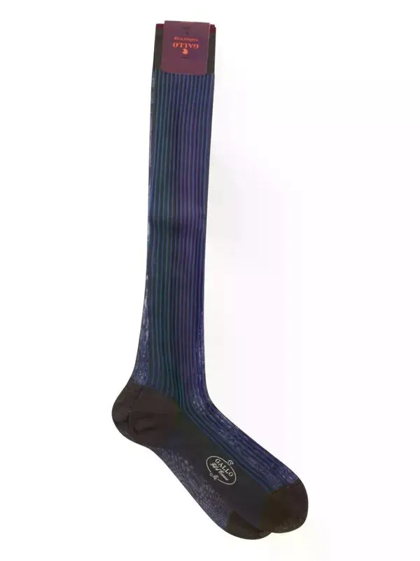 GALLO Twin-rib Cotton Knee High Socks - Blue