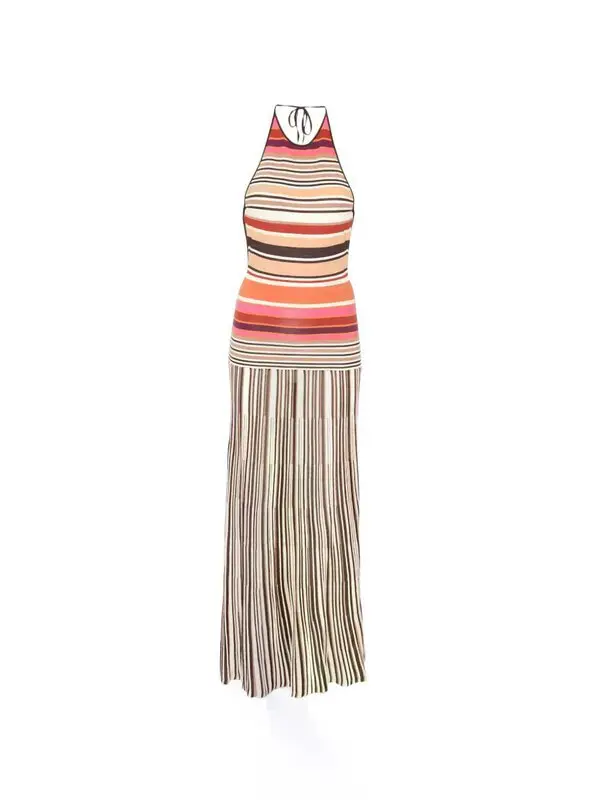 Faithfull The Brand Maretta Striped Halterneck Dress - Neutrals