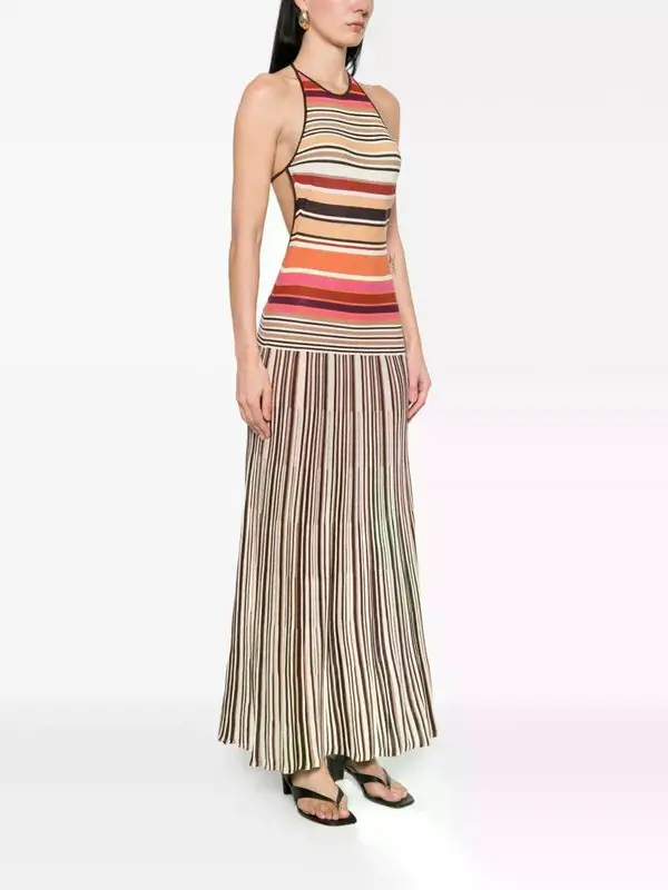 Faithfull The Brand Maretta Striped Halterneck Dress - Neutrals