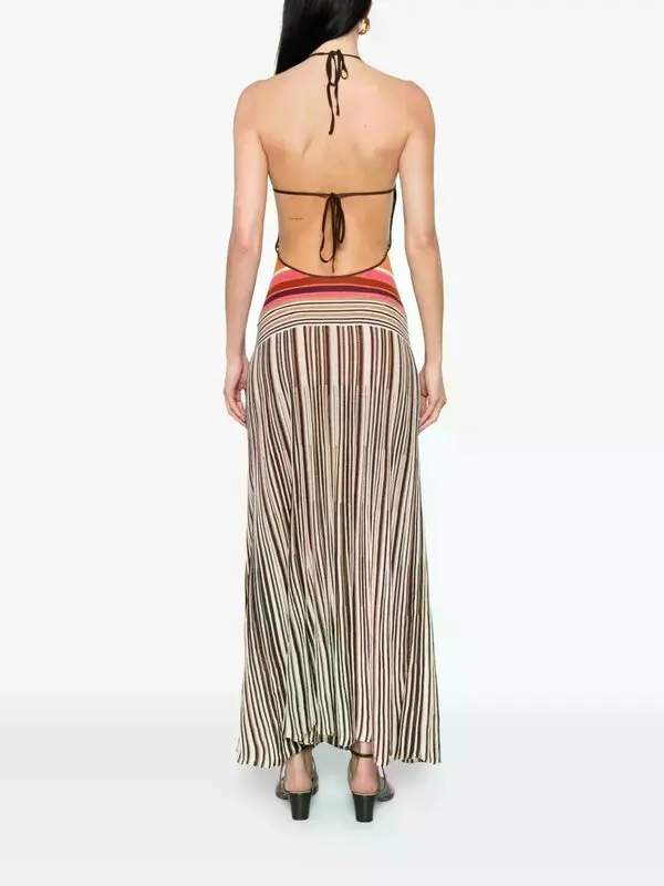 Faithfull The Brand Maretta Striped Halterneck Dress - Neutrals