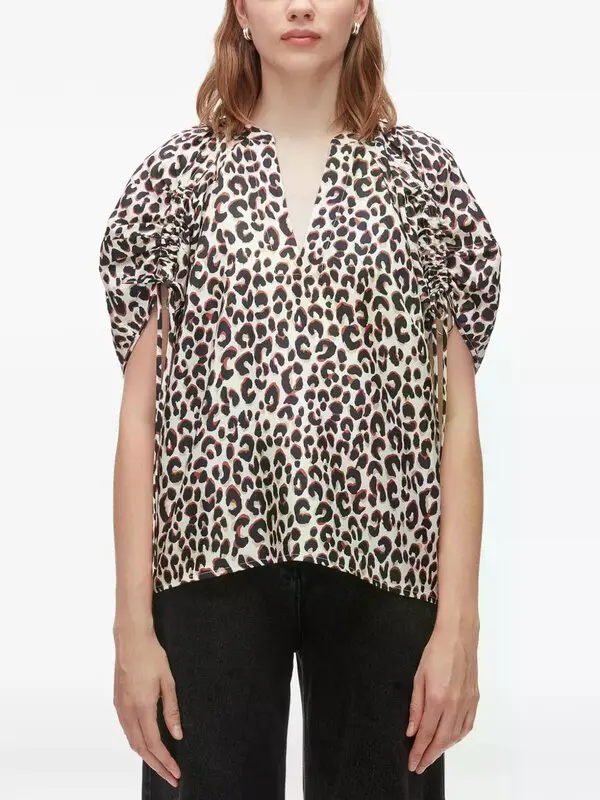 3.1 Phillip Lim Animal Print V-neck Top - Neutrals