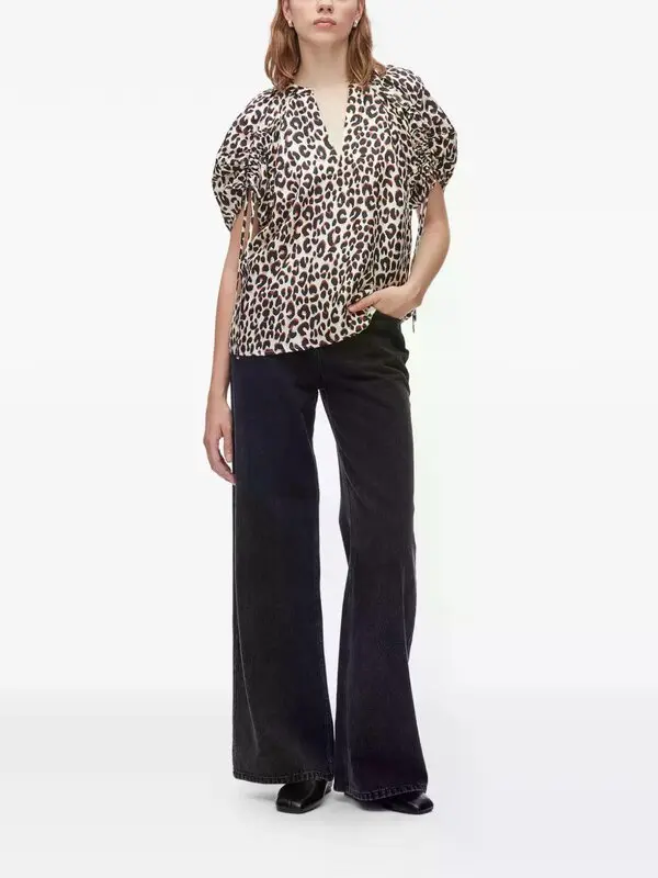 3.1 Phillip Lim Animal Print V-neck Top - Neutrals