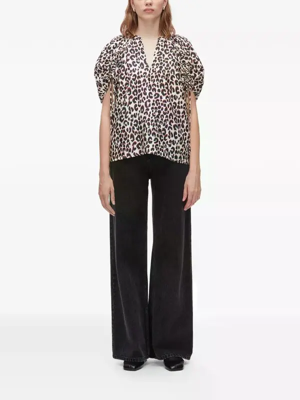 3.1 Phillip Lim Animal Print V-neck Top - Neutrals