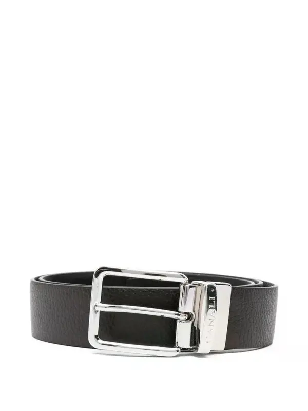 Canali Grained Buckle Belt - Brown