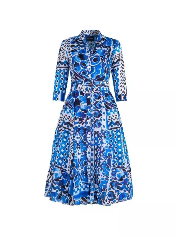 Samantha Sung Aster Midi Shirt Dress - Blue