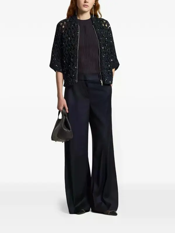 Peserico Sequin Zip-up Cardigan - Blue