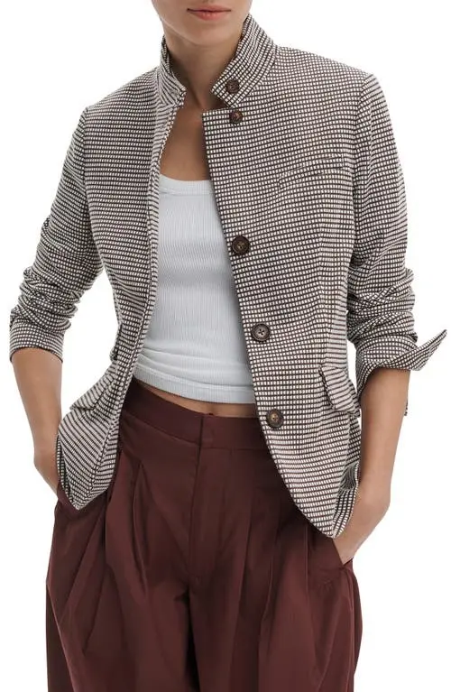 Rag & Bone Slade Grid Print Cotton Blend Blazer - Brown Grid