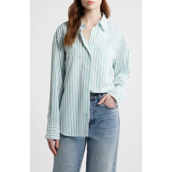 Rag & Bone Connie Stripe Button-up Shirt - Green Stripe