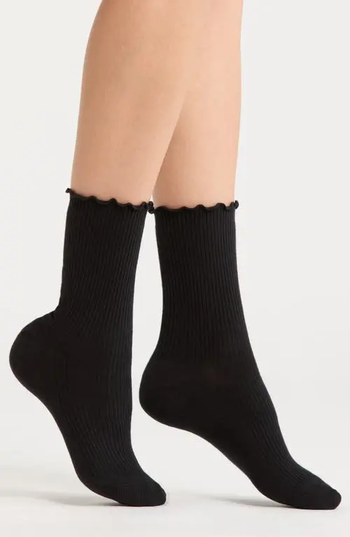 Nordstrom Lettuce Edge Quarter Crew Socks - Black