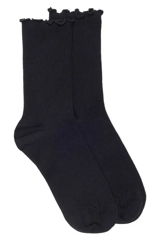 Nordstrom Lettuce Edge Quarter Crew Socks - Black