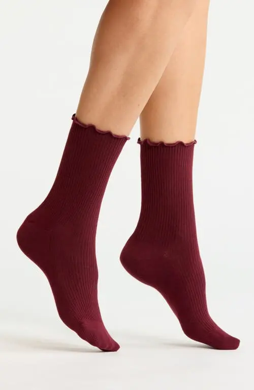 Nordstrom Lettuce Edge Quarter Crew Socks - Burgundy Tannin