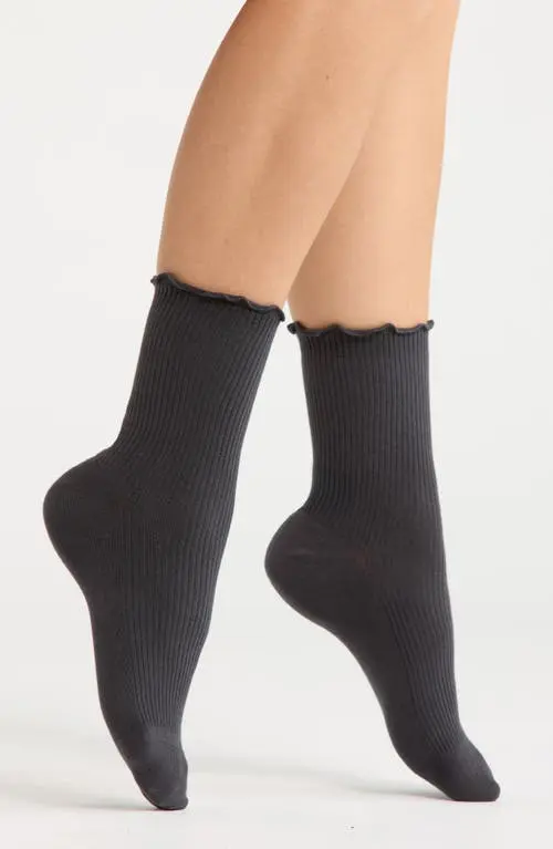 Nordstrom Lettuce Edge Quarter Crew Socks - Grey Ebony