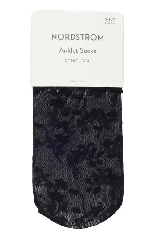 Nordstrom Sheer Lace Ankle Socks - Black