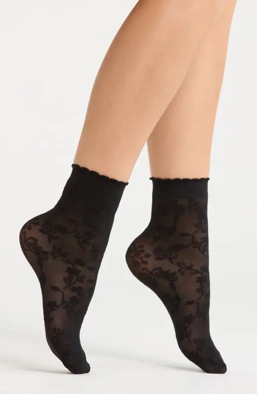 Nordstrom Sheer Lace Ankle Socks - Black