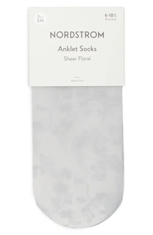 Nordstrom Sheer Lace Ankle Socks - Grey Sleet