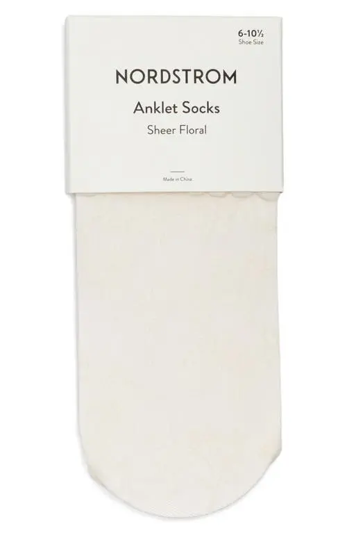 Nordstrom Sheer Lace Ankle Socks - Ivory Egret