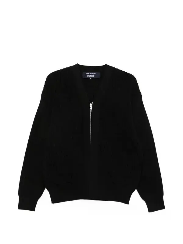 Comme Des Garçons Zip-up Ribbed Knit Cardigan