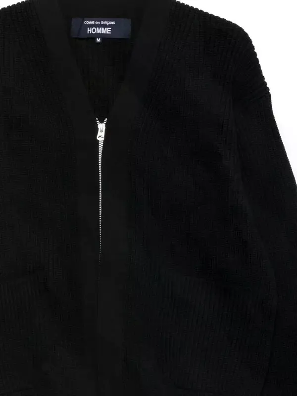 Comme Des Garçons Zip-up Ribbed Knit Cardigan