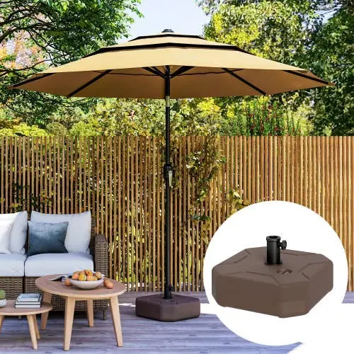 OUTSUNNY Patio Umbrella Base Holder - Brown