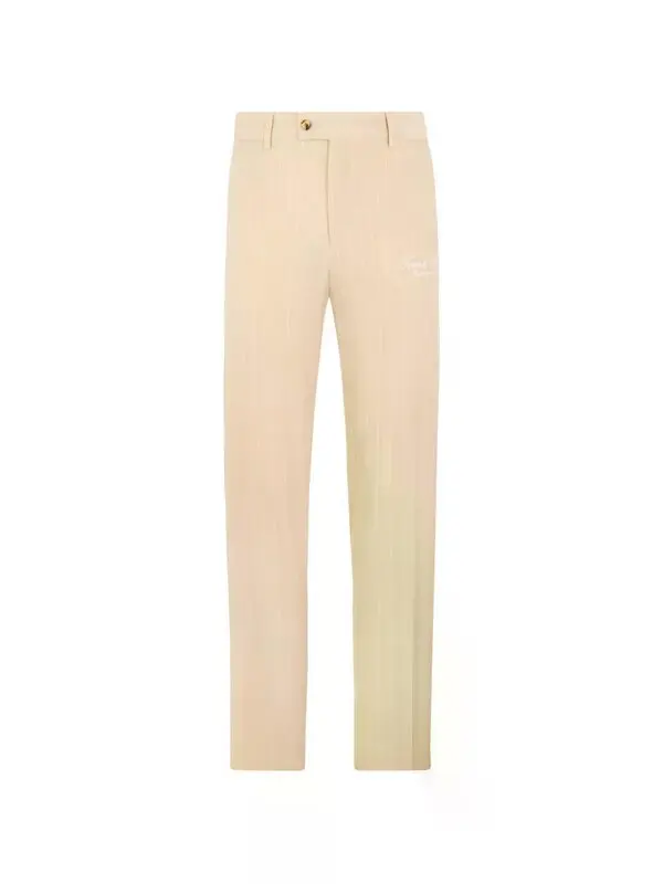Philipp Plein Flat Front Pinstripe Trousers With Lettering Detail