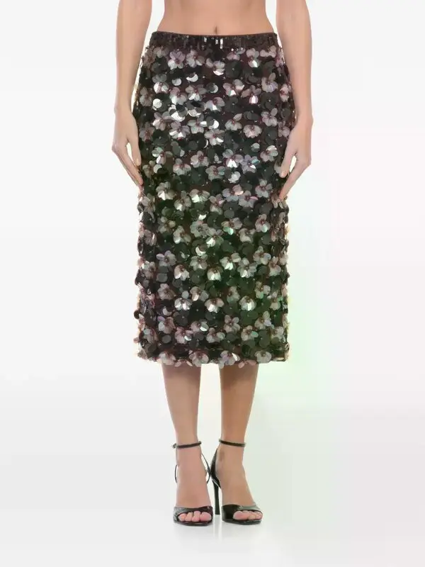 P.a.r.o.s.h Sequin-flower Embellished Skirt
