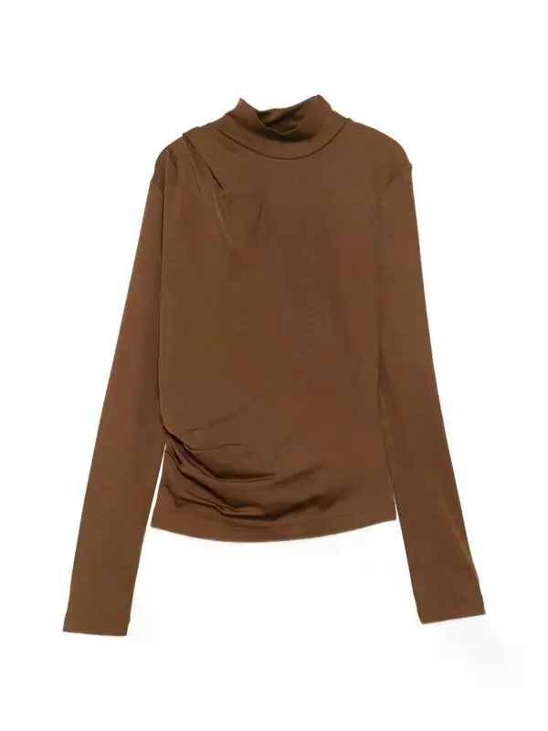 Max Mara Orme Draped Turtleneck Top - Brown