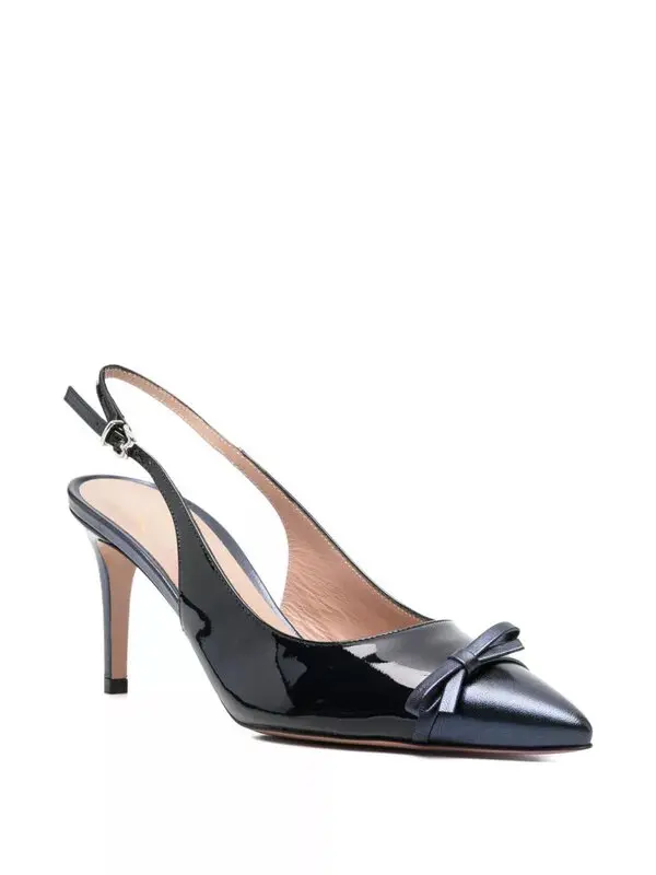 FESTA MILANO Bow-detail Leather Slingback Pumps