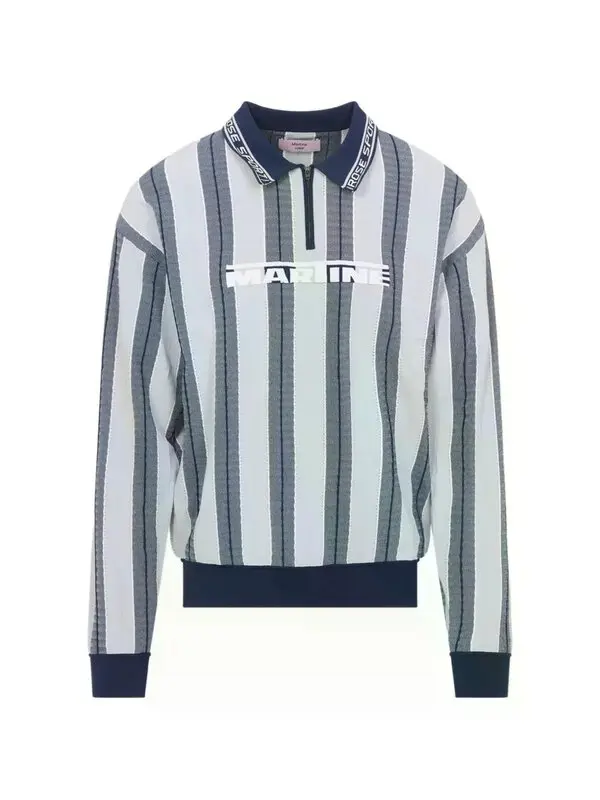 Martine Rose Striped Zip Polo Shirt - Blue